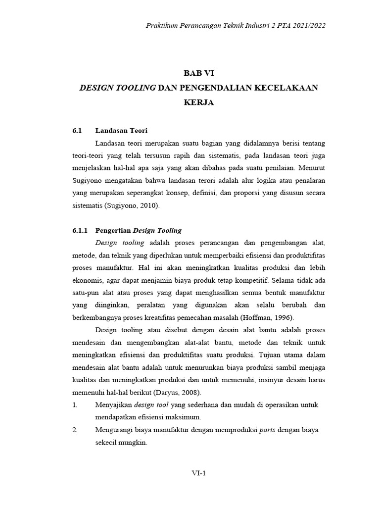 BAB VI DESIGN TOOLING (Revisi) | PDF