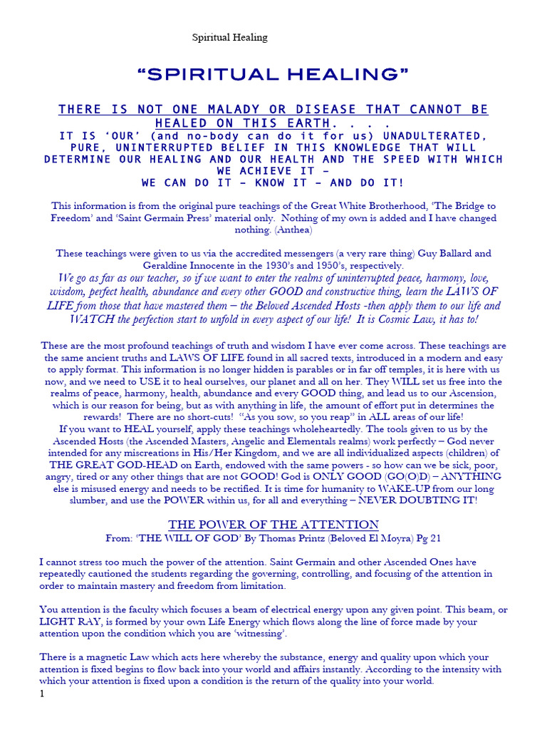 SPIRITUAL HEALING MANUAL - Proof-Read - Edit | PDF | Glory (Religion ...