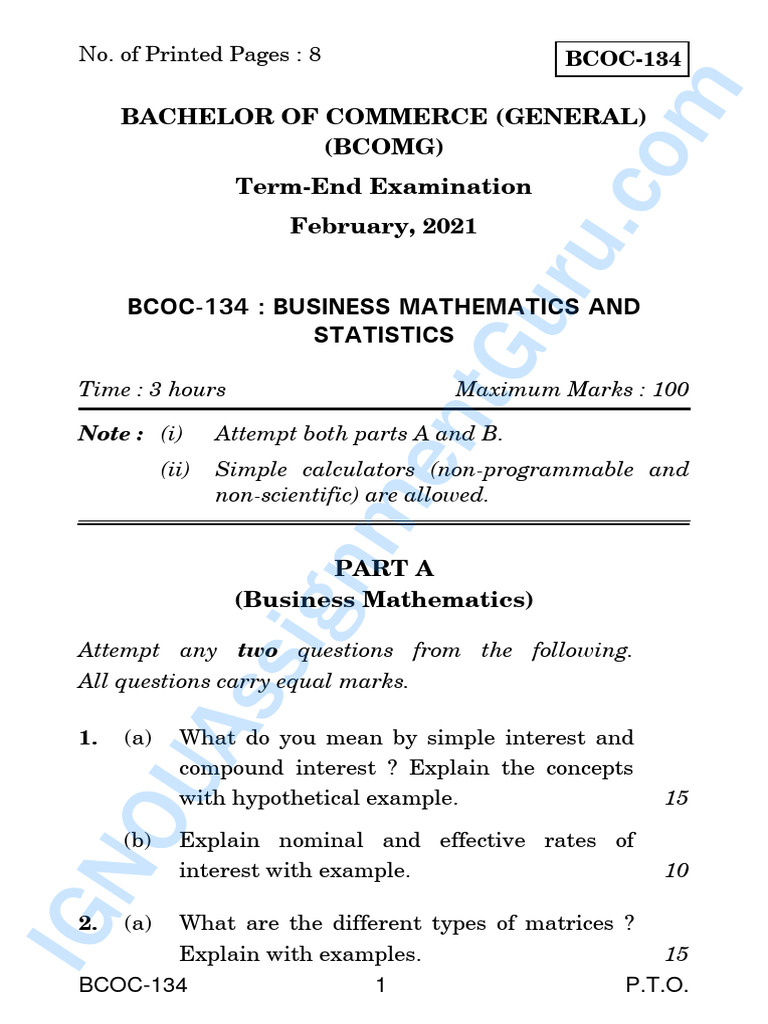 Dec - 2020 BCOC-134 IGNOUAssignment | PDF | Elasticity (Economics ...