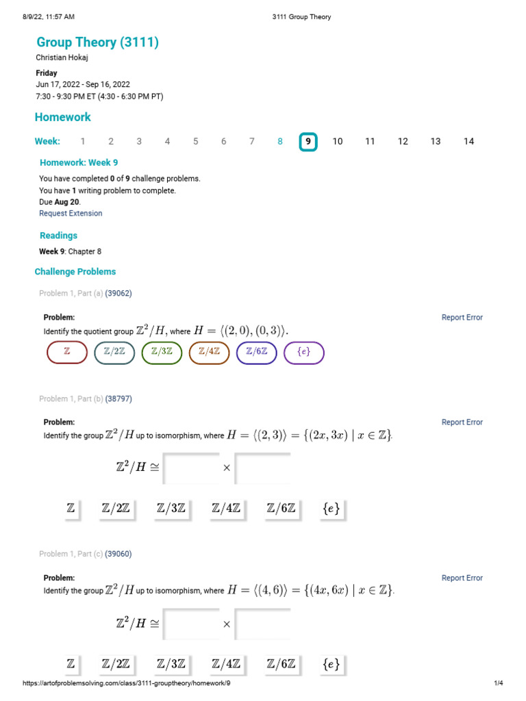Group Theory (3111) : Homework | PDF | Group (Mathematics) | Functions And Mappings