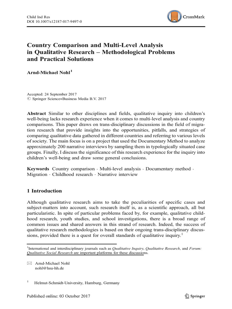 Country Comparison and Multi-Level Analysis in Qualitative Research ... Country Comparison and Multi-Level Analysis in Qualitative Research ...
