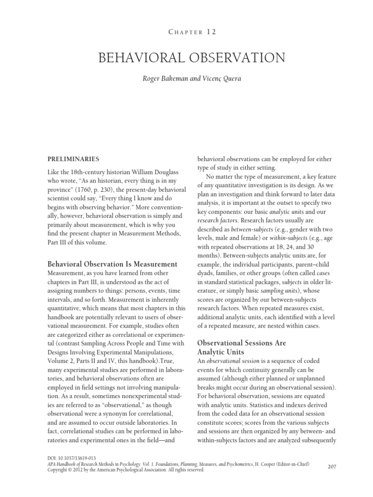 Behavioral Observation | PDF | Time | Statistics