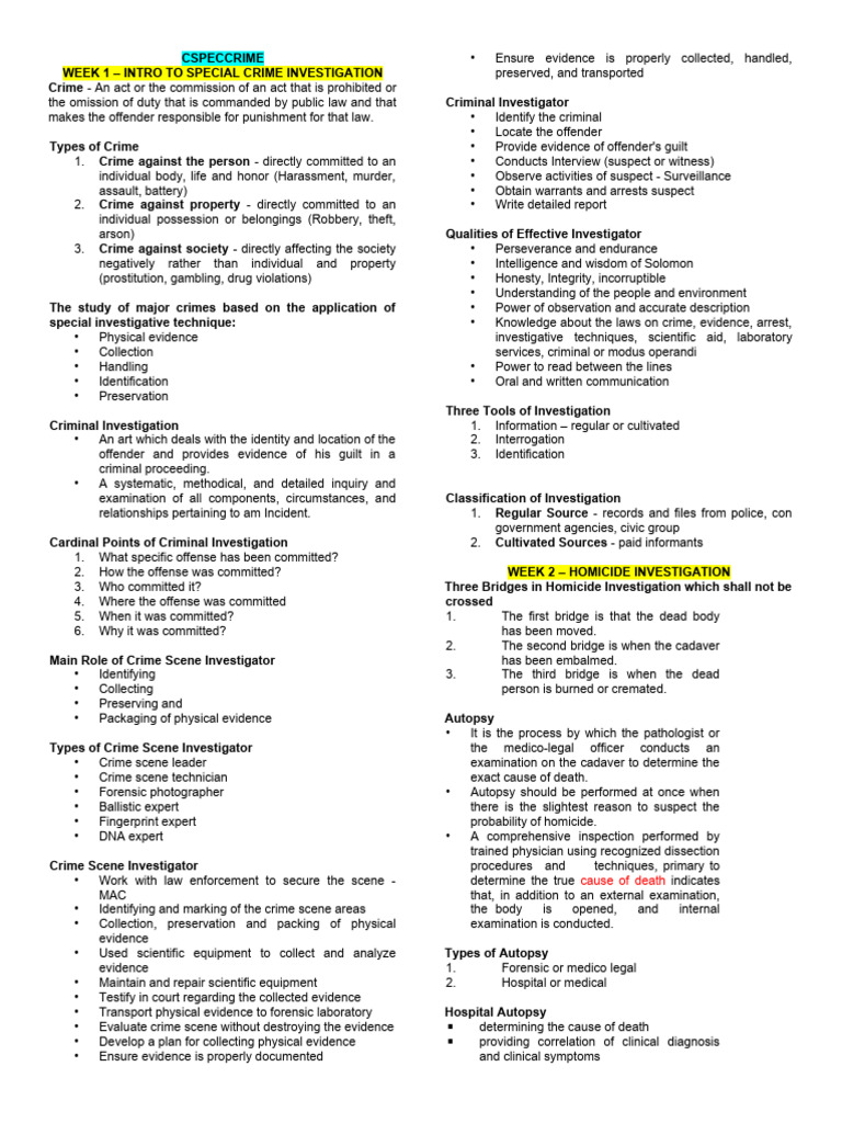 CSPECCRIME | PDF | Crime Scene | Autopsy