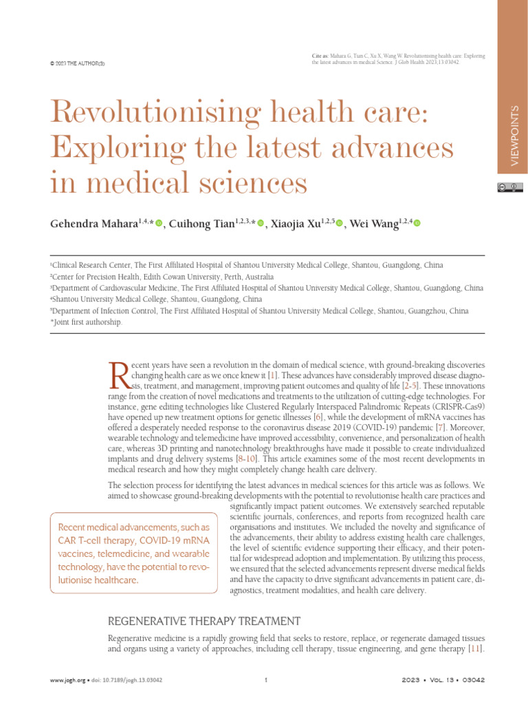 Exploring Latest Advances in Medical Sciences | PDF | Health Care ...