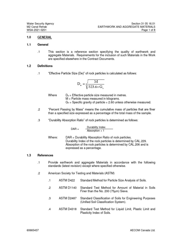 WSA SPECS - Aggregate Materials | PDF | Gravel | Sand