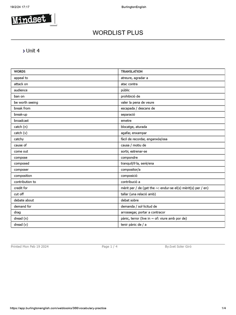 Voc. Unit 4 | PDF