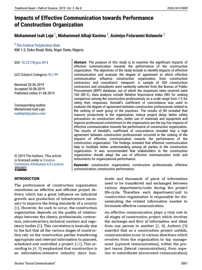 Impacts of Effective Communication Towards Perform | PDF | Survey ...