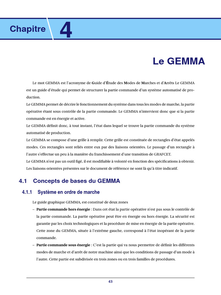 Guide GEMMA : Modes de Marche et Arrêt | PDF