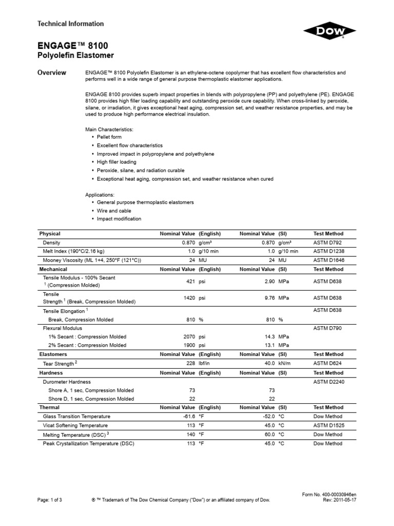 TDS Engage 8100 | PDF | Polyethylene | Heart