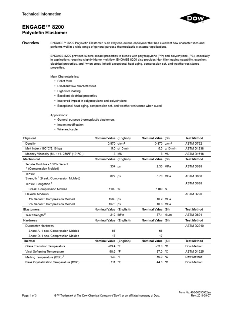TDS-ENGAGE-8200 | PDF | Polyethylene | Medical Device