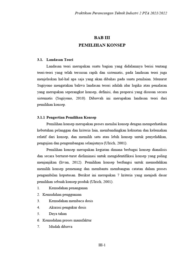 (ACC) BAB III Pemilihan Konsep | PDF