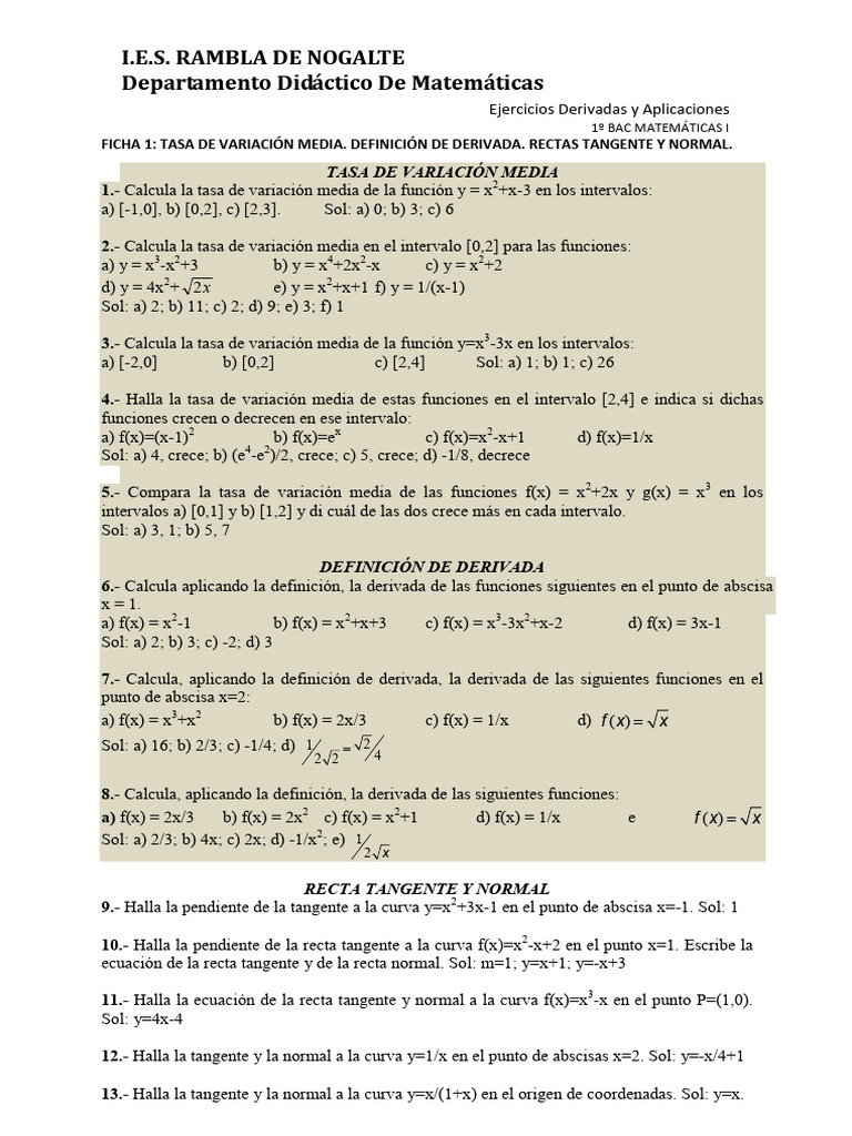 T04 Derivadas 2022 - 2023 | PDF | Línea (geometría) | Derivado