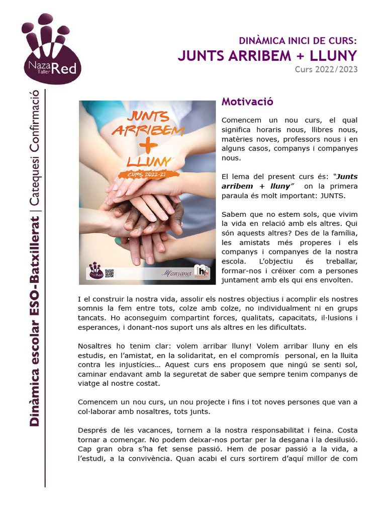 Dinàmica Inici de Curs Eso Batx Cat 2022 23 | PDF