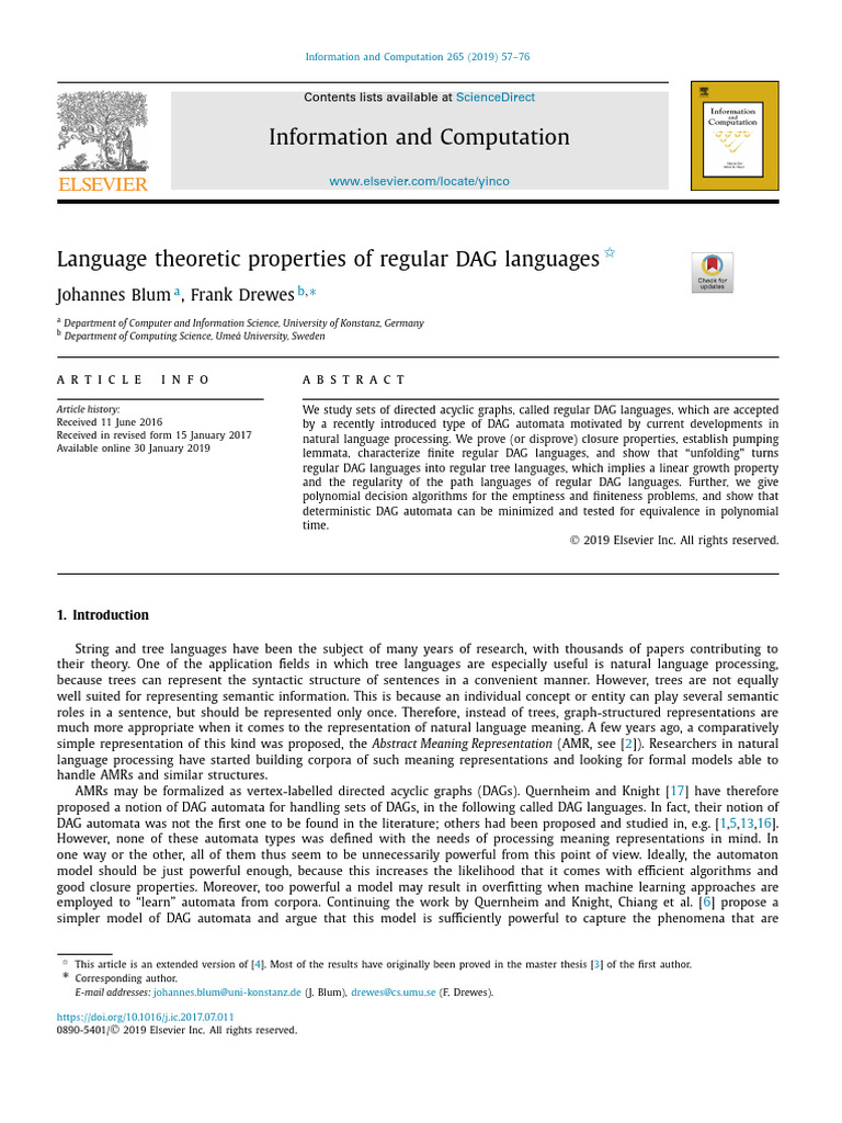 Language Theoretic Properties of Regular DAG Languages - 2019 | PDF ...
