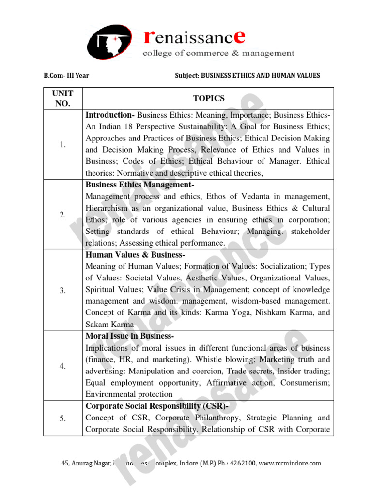 Business Ethics And Human Values Pdf Corporate Social