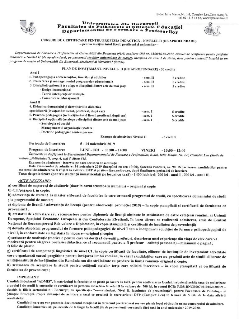 MODULUL PSIHOPEDAGOGIC MASTER | PDF