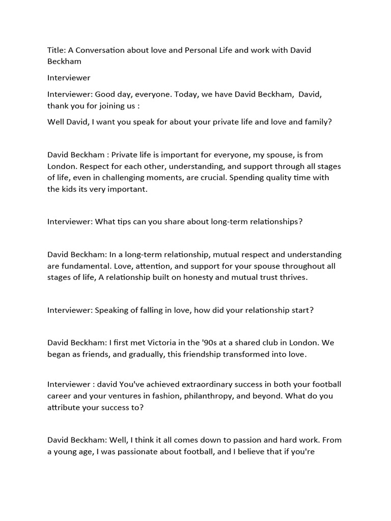 Speach | PDF | Love | David Beckham