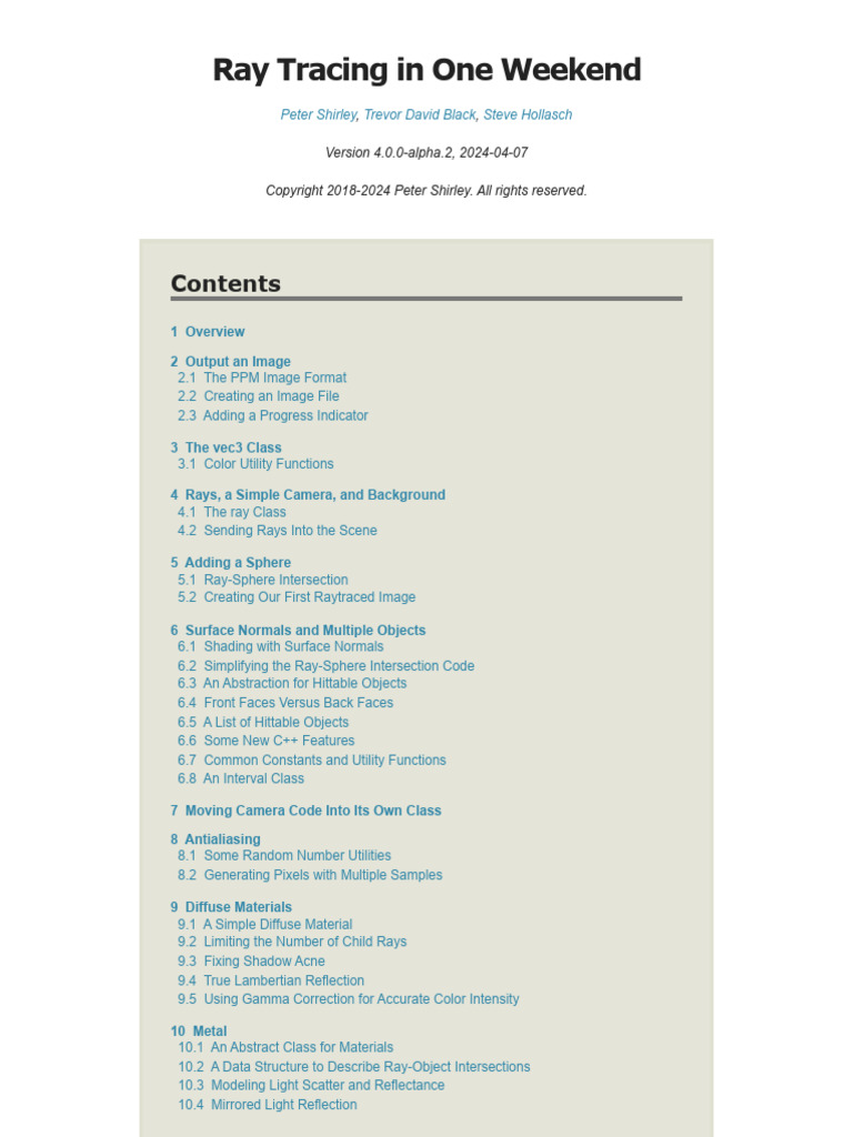 Ray.Tracing.in.One.Weekend | PDF | Sphere | Line (Geometry)