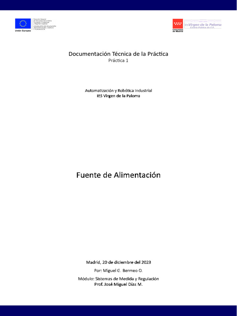 Documentación Técnica de La Práctica | PDF | Fuente de alimentación | Rectificador