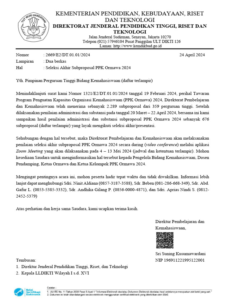Undangan Persentasi PPK Ormawa 2024 | PDF