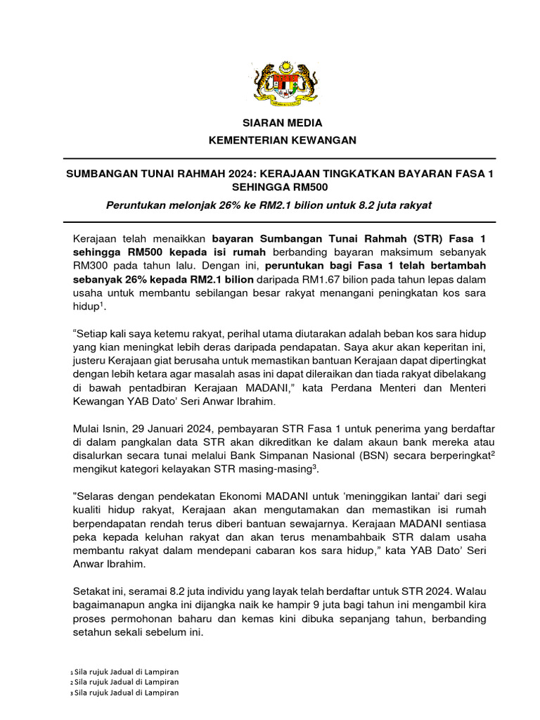 Siaran Media - STR 2024 26012024 Final | PDF