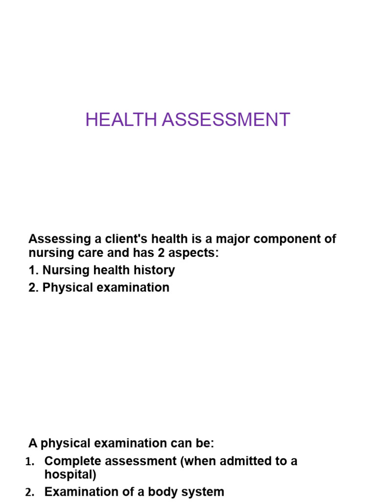 HEALTH ASSESSMENT | PDF | Hand | Finger