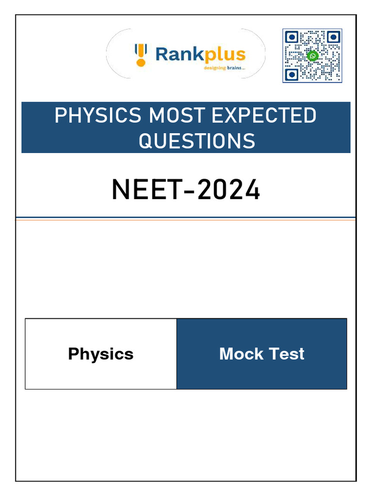 Physics Most Expected Question 2024 | PDF | Rotation Around A Fixed Axis | Orbit