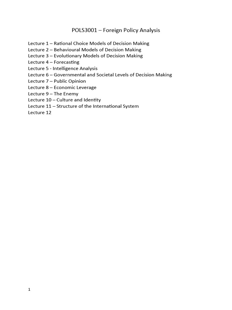 Foreign Policy Decision Models | PDF | Risk Aversion | Decision Theory