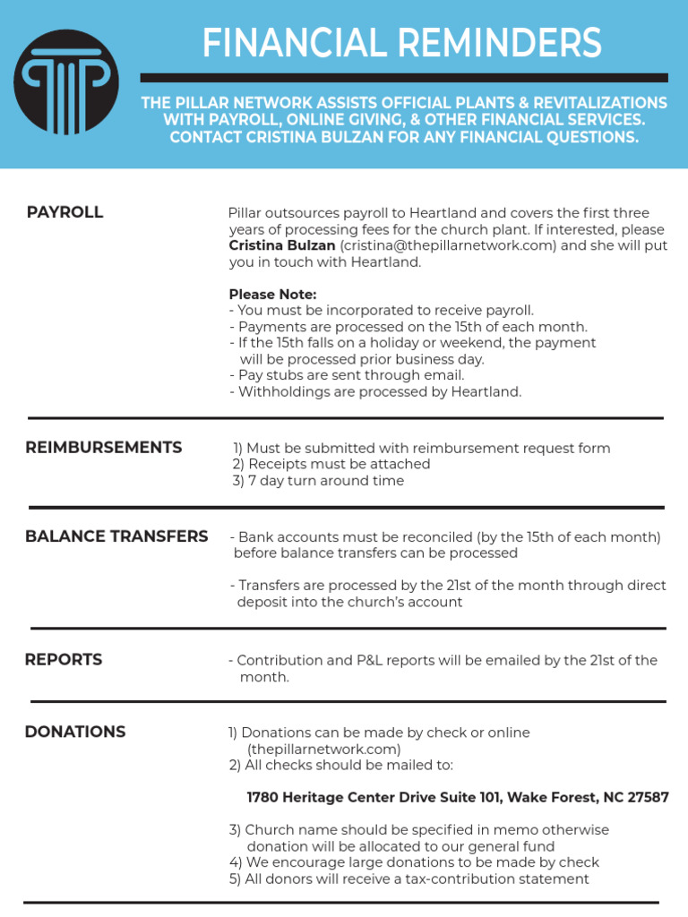 Financial Services for Church Plants | PDF | Payroll | Paycheck