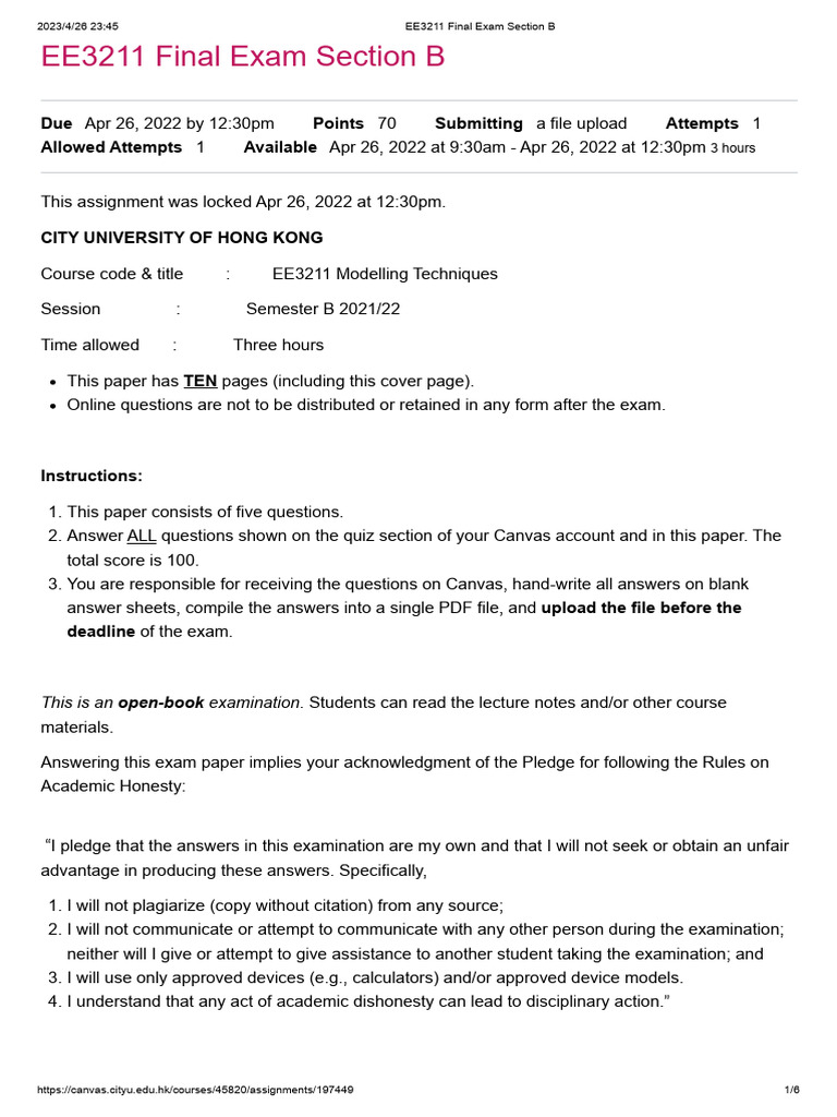 EE3211 Final Exam Section B | PDF | Multiple Comparisons Problem ...