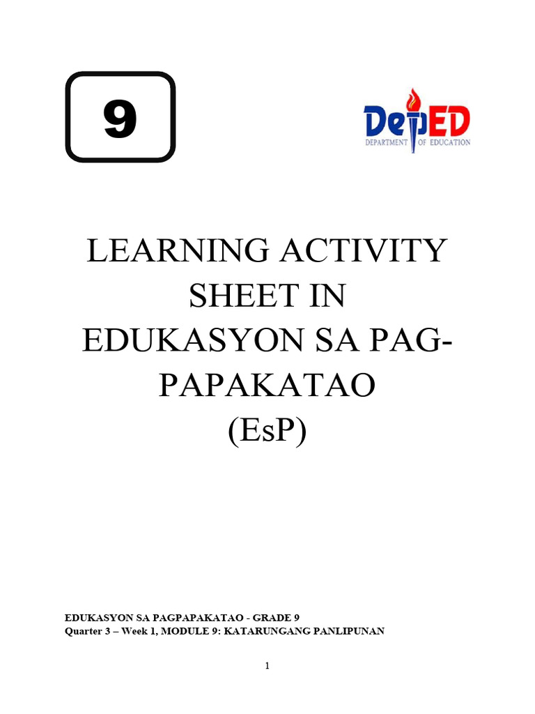 q3 Week1 Esp9 Learning Activity Sheet | PDF