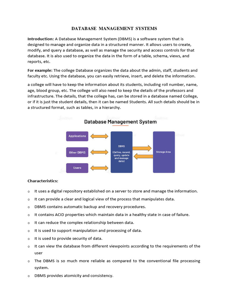 Unit I - DBMS | PDF | Databases | Client–Server Model