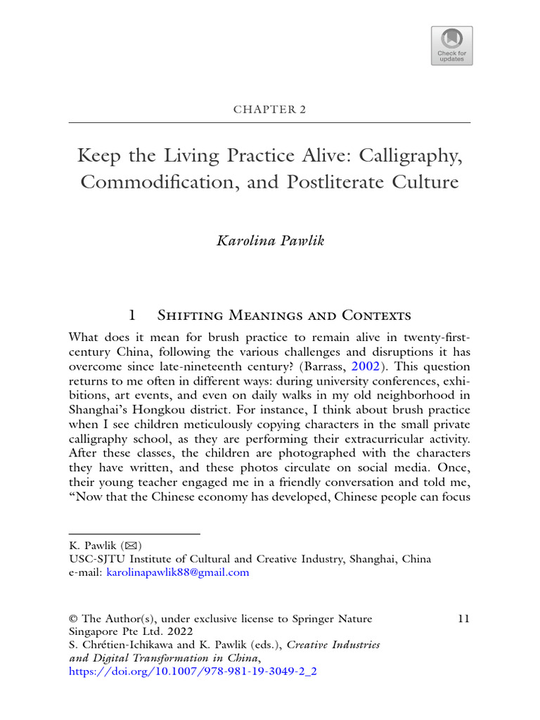 Keep The Living Practice Alive Calligraphy Commodification and ...
