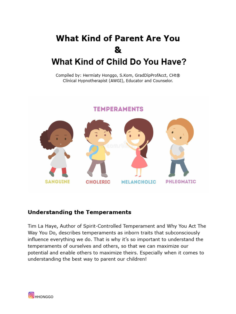 Parenting and Four Temperaments Kids | PDF | Anger | Temperament