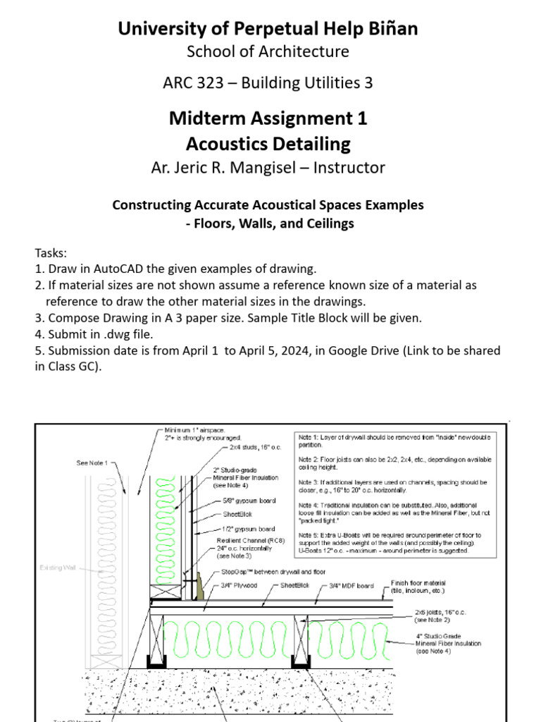 Midterm Assignment 1 Constructing Accurate Acoustical Spaces Examples Floor Wall Ceiling Details ...