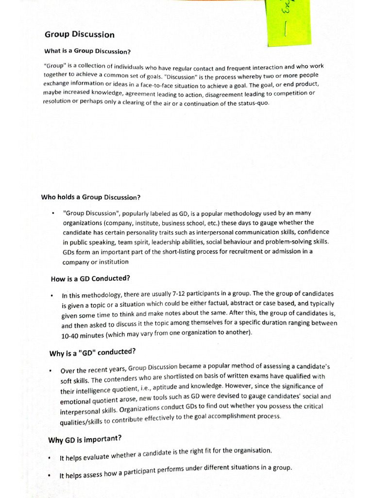 Group Discussion | PDF