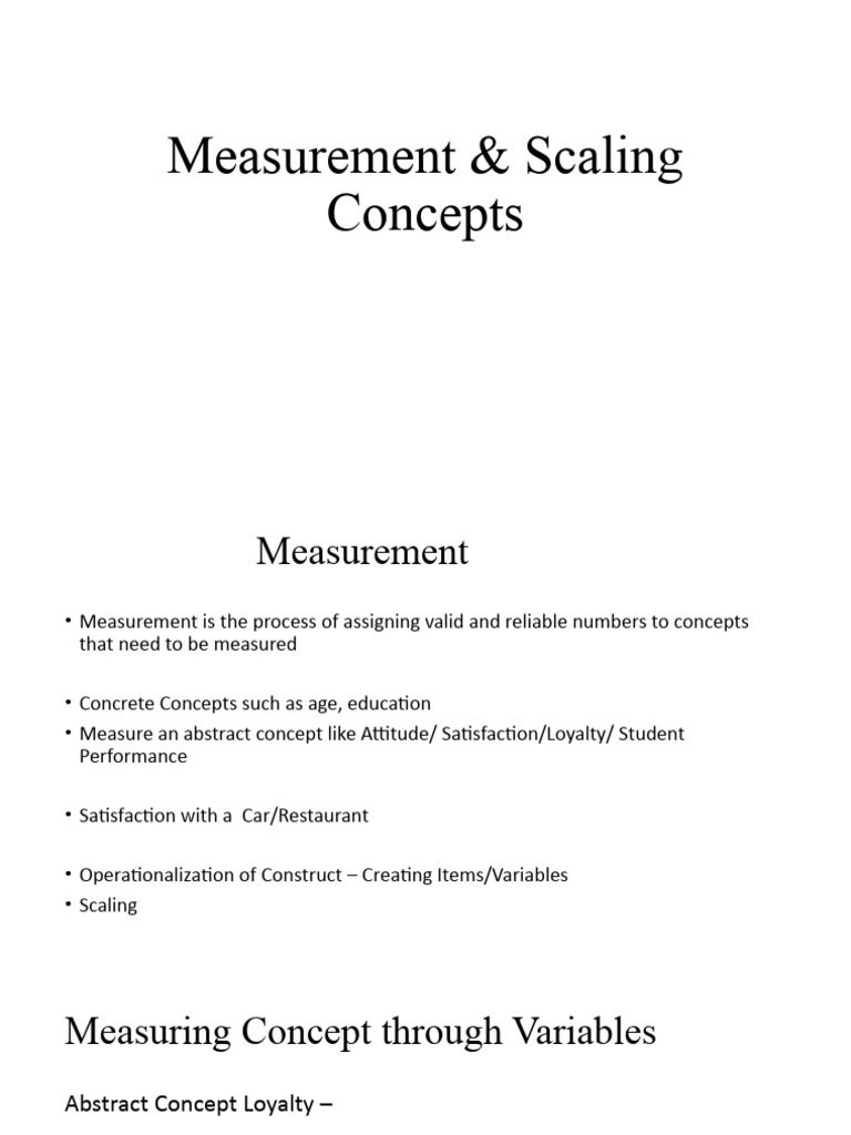 Measurement & Scaling Concepts | PDF | Validity (Statistics) | Level Of Measurement