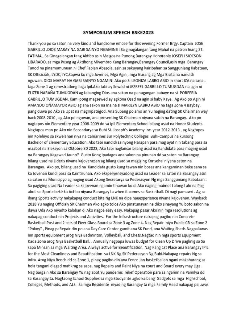 Symposium Speech | PDF