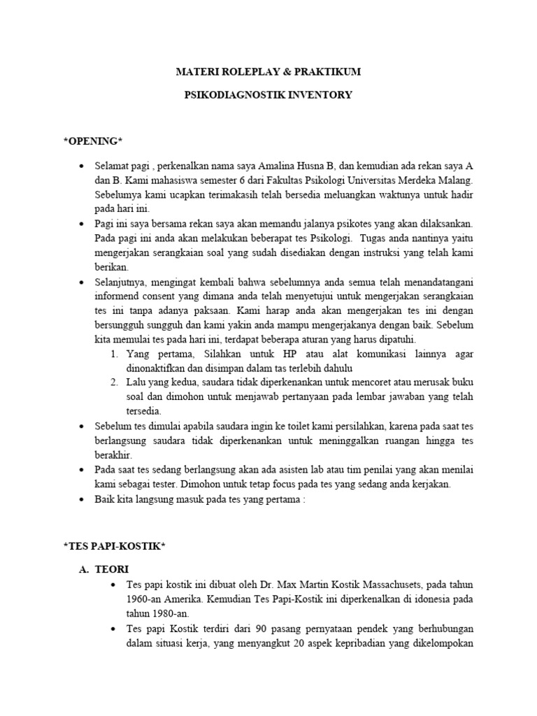 Materi Roleplay Dan Praktikum Psi Inventory | PDF