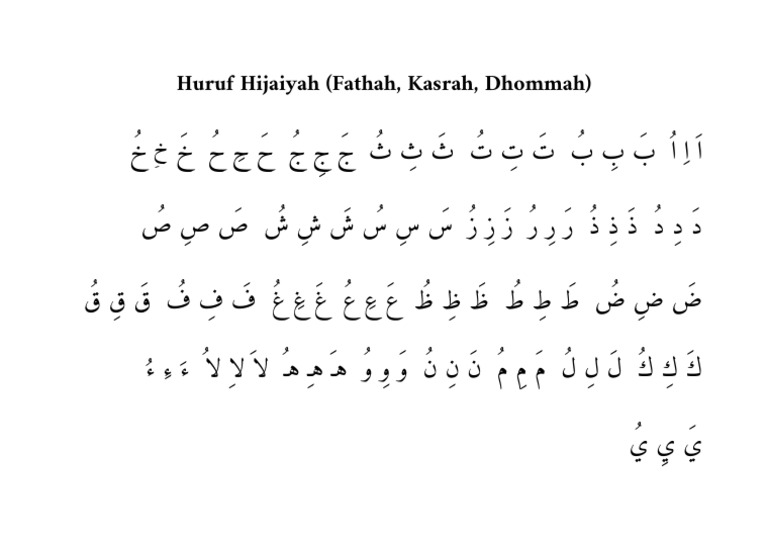 Huruf Hijaiyah (Fathah, Kasrah, Dhommah) | PDF | Foreign Language Studies