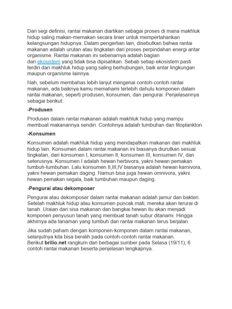 Rantai Makanan | PDF | Sains & Matematika