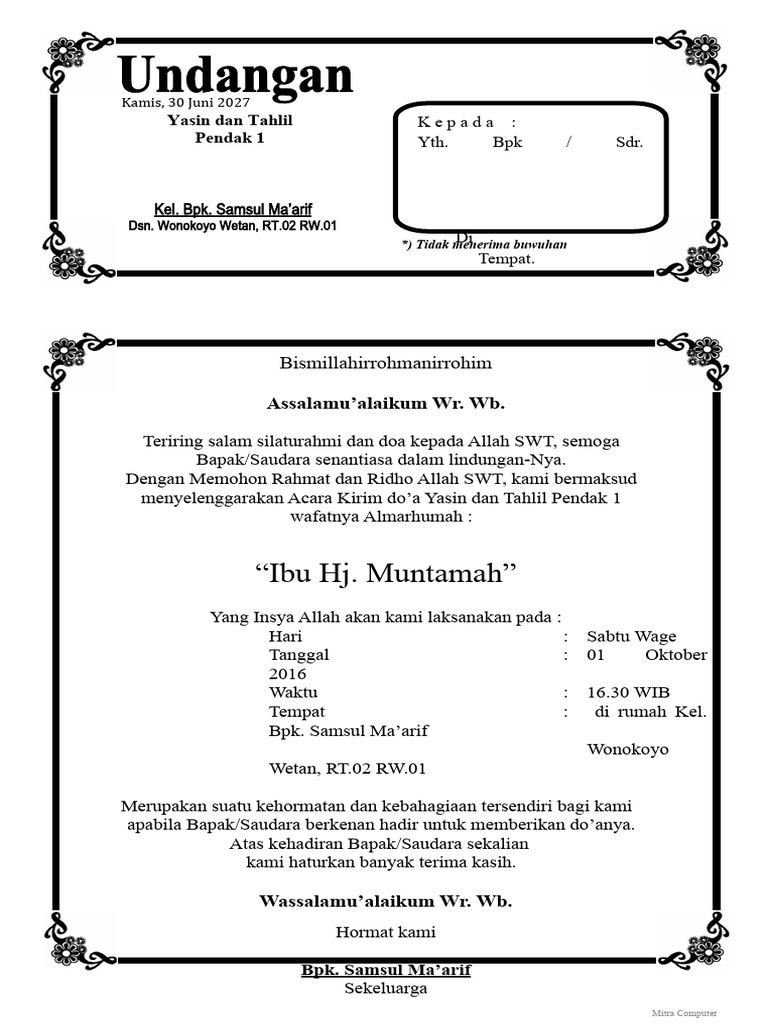U50 Undangan Mendak | PDF