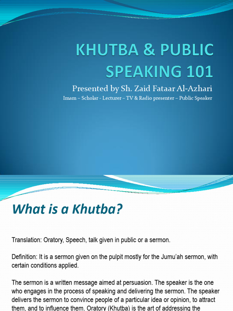 KHUTBA & PUBLIC SPEAKING 101 | PDF | God In Islam | Prophets And ...