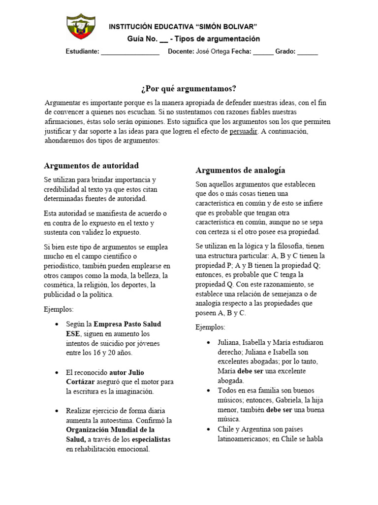 Guía Argumentos de autoridad y analogía - Guia Jose | PDF | Vida extraterrestre | Analogía