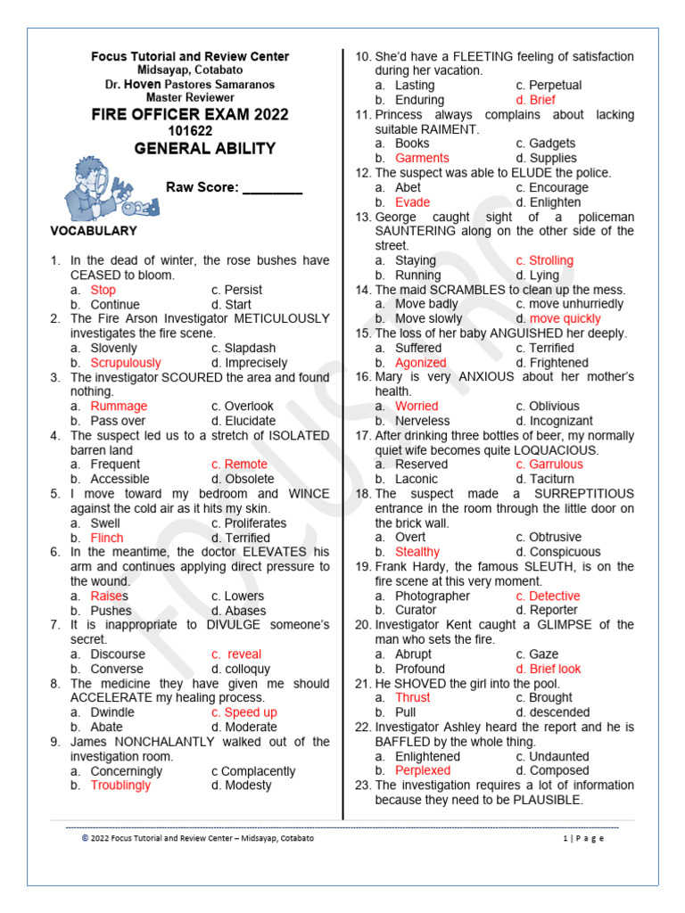 Sunday FOE General Ability Answers | Download Free PDF | Fires | Gases