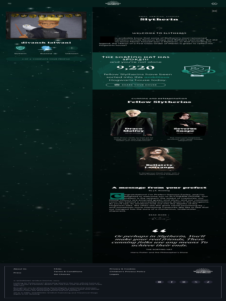 Wizarding World - Profile - Slytherin | Download Free PDF | Harry ...