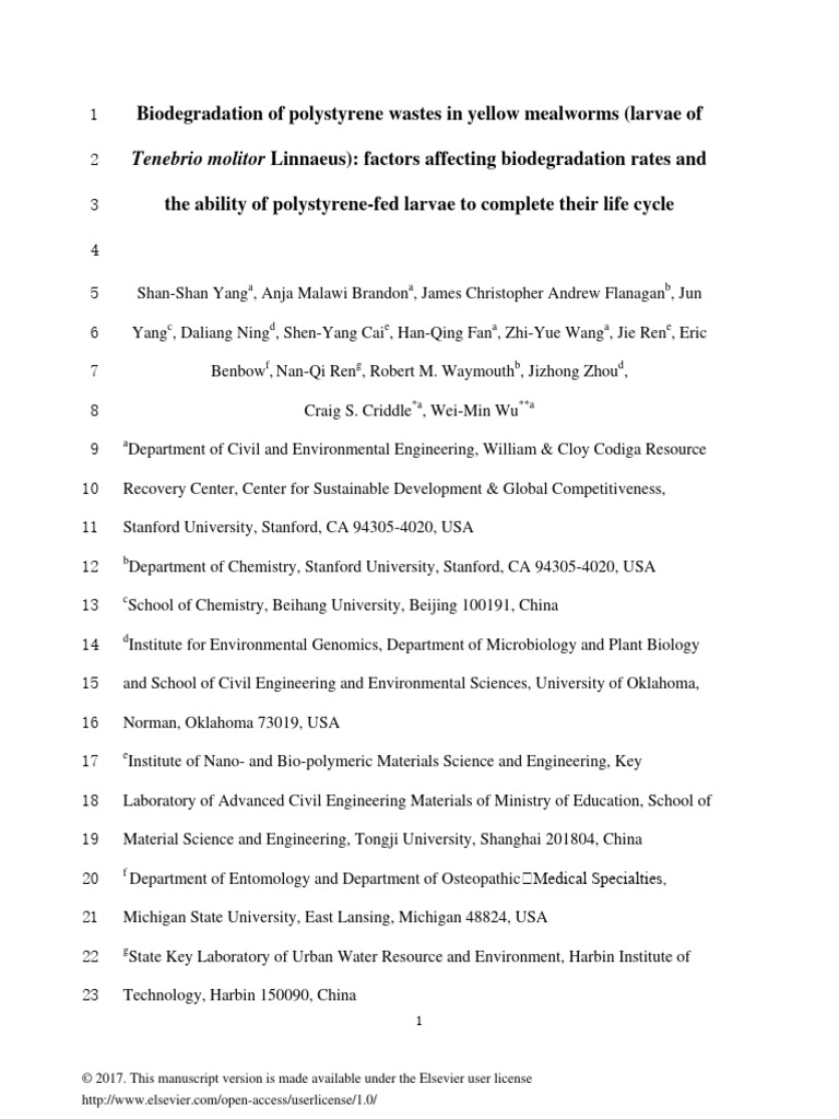 1-s2.0-S0045653517317022-Shan Shan Yang Polystyrene Biodegradation ...