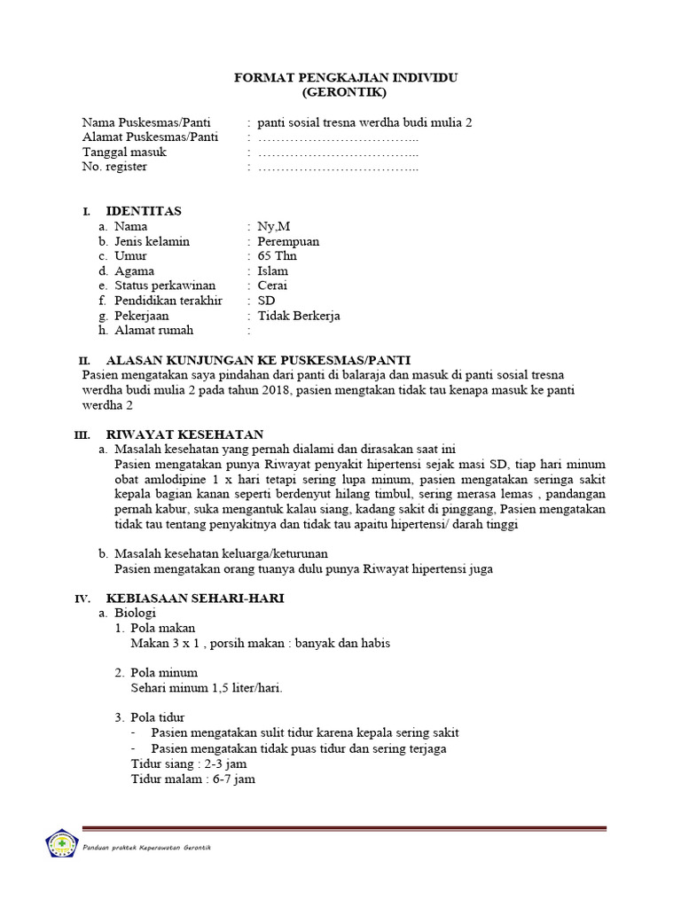 Pengkajian Gerontik Revisi | PDF | Pengembangan Diri