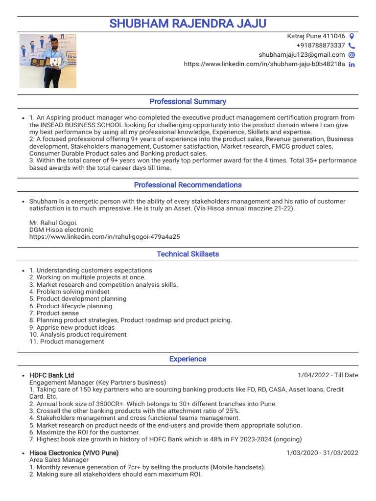 CV 202403131352561 | PDF | Banks | Sales