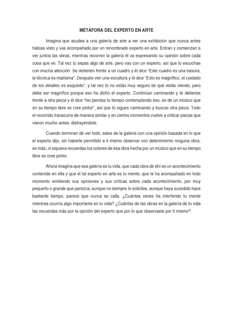 METÁFORA DEL EXPERTO EN ARTE | PDF